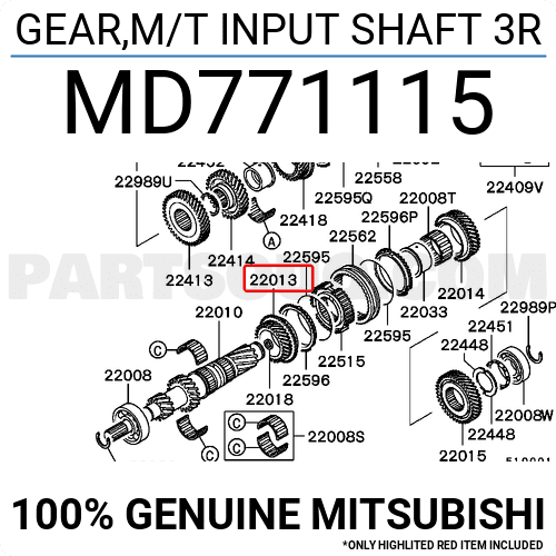 GEAR,M/T INPUT SHAFT 3R MD771115 | Mitsubishi Parts | PartSouq
