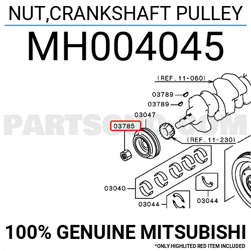 NUT,CRANKSHAFT PULLEY MH004045 | Mitsubishi Parts | PartSouq