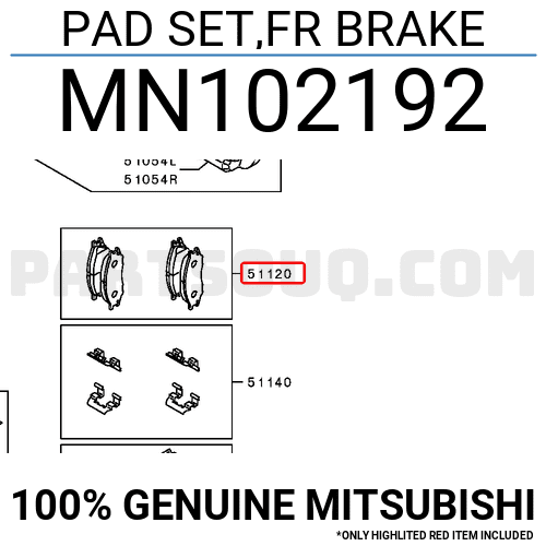 PAD SET,FR BRAKE MN102192 | Mitsubishi Parts | PartSouq