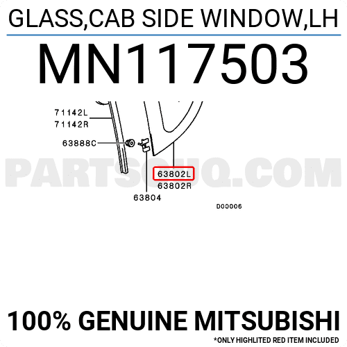 GLASS,CAB SIDE WINDOW,LH MN117503 | Mitsubishi Parts | PartSouq