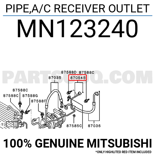 PIPE,A/C RECEIVER OUTLET MN123240 | Mitsubishi Parts | PartSouq
