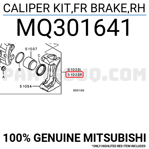 CALIPER KIT,FR BRAKE,RH MQ301641 | Mitsubishi Parts | PartSouq