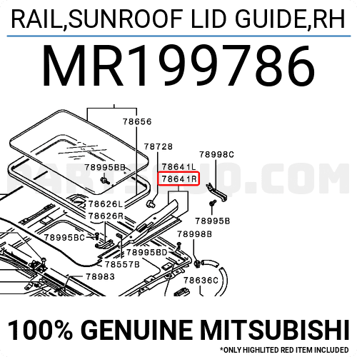 RAIL,SUNROOF LID GUIDE,RH MR199786 | Mitsubishi Parts | PartSouq