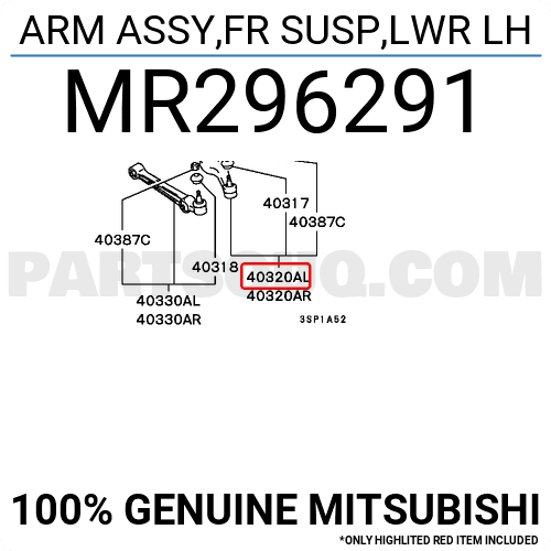ARM ASSY,FR SUSP,LWR LH MR296291 | Mitsubishi Parts | PartSouq