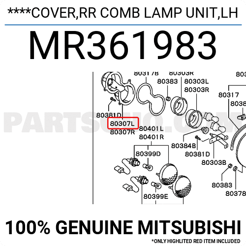 COVER,RR COMB LAMP UNIT,LH MR361983 | Mitsubishi Parts | PartSouq