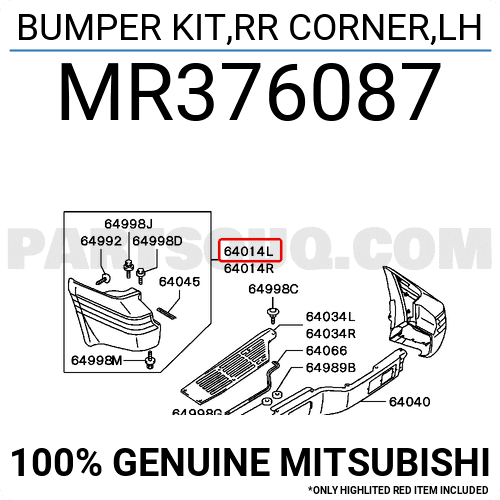 BUMPER KIT,RR CORNER,LH MR376087 | Mitsubishi Parts | PartSouq