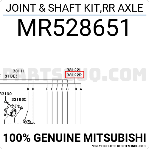 JOINT & SHAFT KIT,RR AXLE MR528651 | Mitsubishi Parts | PartSouq