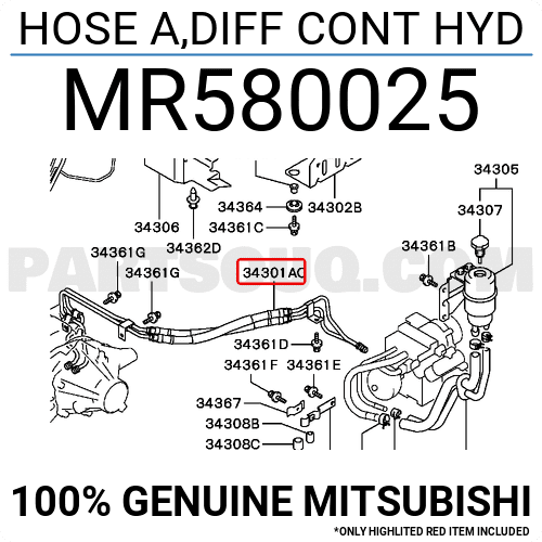 HOSE A,DIFF CONT HYD MR580025 | Mitsubishi Parts | PartSouq