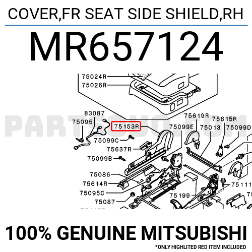 COVER,FR SEAT SIDE SHIELD,RH MR657124 | Mitsubishi Parts | PartSouq