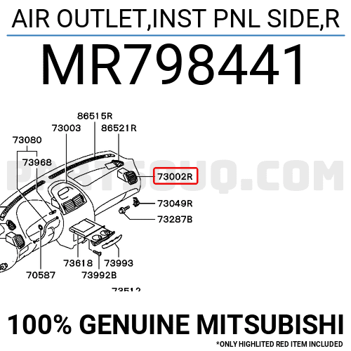 AIR OUTLET,INST PNL SIDE,R MR798441 | Mitsubishi Parts | PartSouq