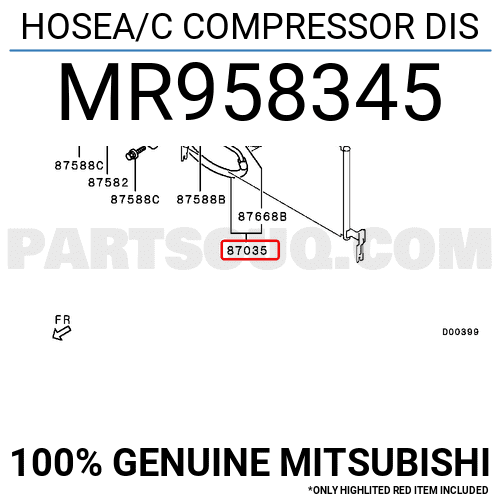 HOSEA/C COMPRESSOR DIS MR958345 | Mitsubishi Parts | PartSouq