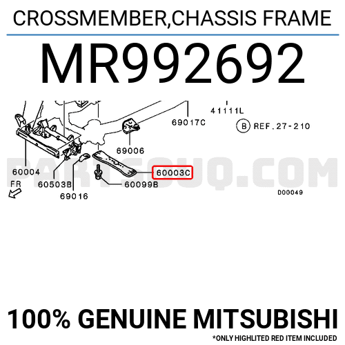 CROSSMEMBER,CHASSIS FRAME MR992692 | Mitsubishi Parts | PartSouq