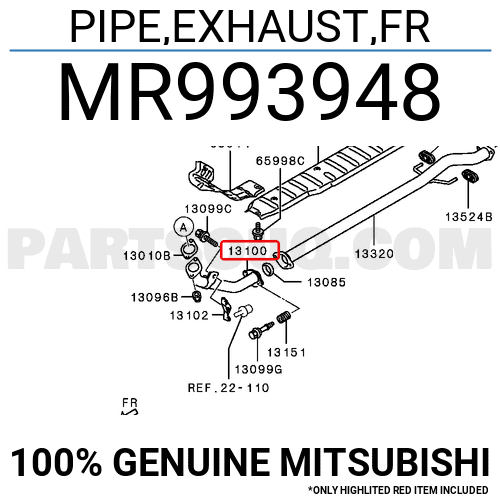 PIPE,EXHAUST,FR MR993948 | Mitsubishi Parts | PartSouq