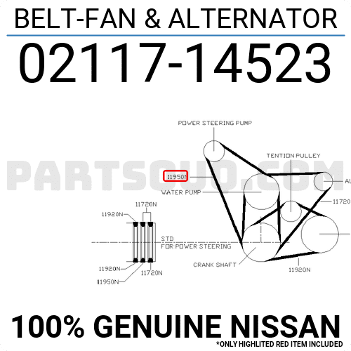 BELT-FAN & ALTERNATOR 0211714523 | Nissan Parts | PartSouq