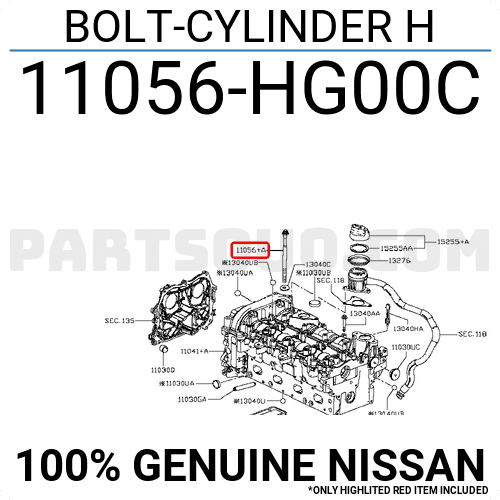 BOLT-CYLINDER H 11056HG00C | Nissan Parts | PartSouq