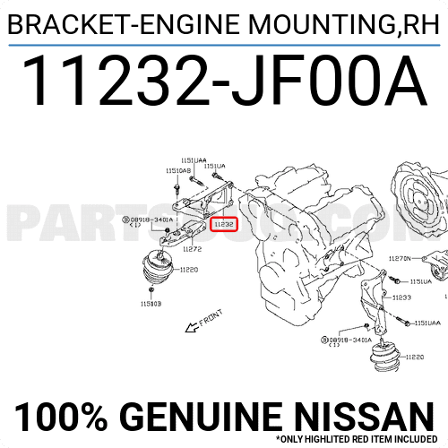 BRACKET-ENGINE MOUNTING,RH 11232JF00A | Nissan Parts | PartSouq