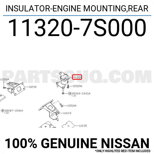 INSULATOR-ENGINE MOUNTING,REAR 113207S000 | Nissan Parts | PartSouq