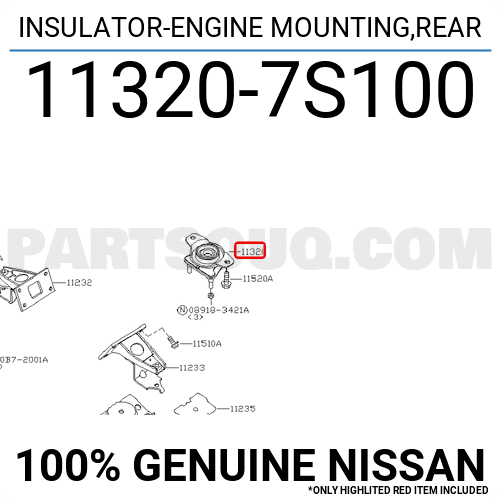INSULATOR-ENGINE MOUNTING,REAR 113207S100 | Nissan Parts | PartSouq
