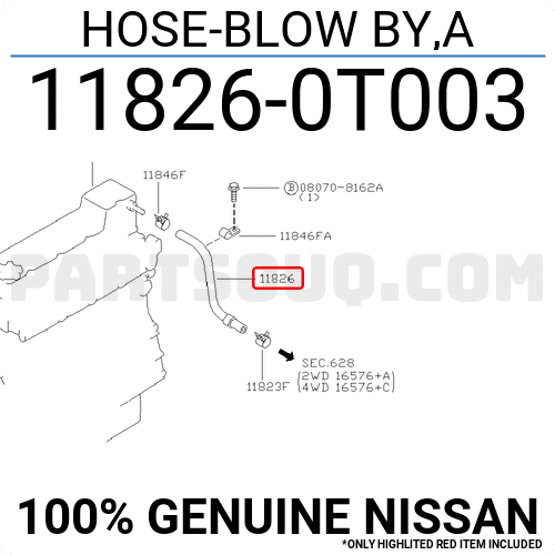 HOSE-BLOW BY,A 118260T003 | Nissan Parts | PartSouq