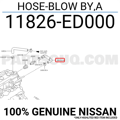 HOSE-BLOW BY,A 11826ED000 | Nissan Parts | PartSouq