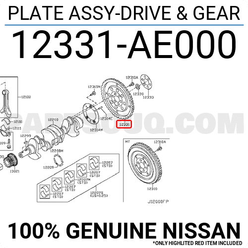 PLATE ASSY-DRIVE & GEAR 12331AE000 | Nissan Parts | PartSouq