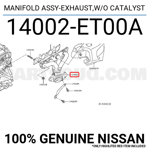 MANIFOLD ASSY-EXHAUST,W/O CATALYST 14002ET00A | Nissan Parts | PartSouq