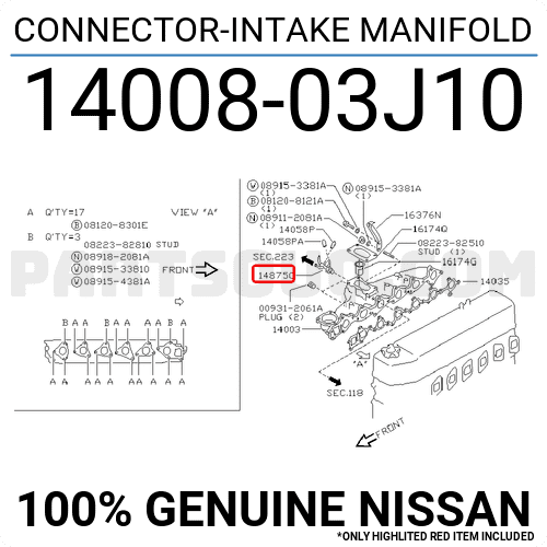 CONNECTOR-INTAKE MANIFOLD 1400803J10 | Nissan Parts | PartSouq