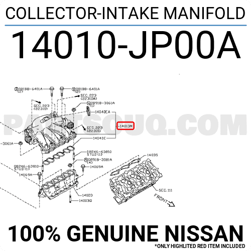 COLLECTOR-INTAKE MANIFOLD 14010JP00A | Nissan Parts | PartSouq