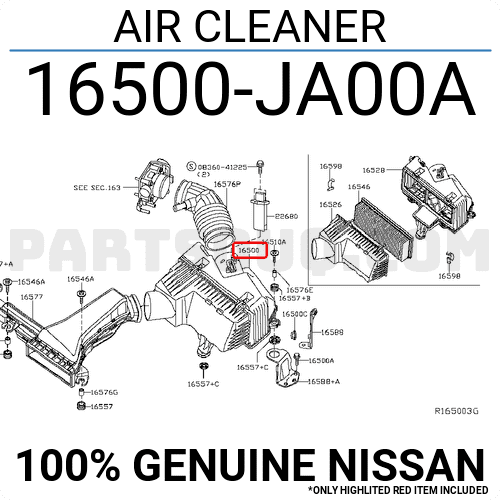 AIR CLEANER 16500JA00A | Nissan Parts | PartSouq