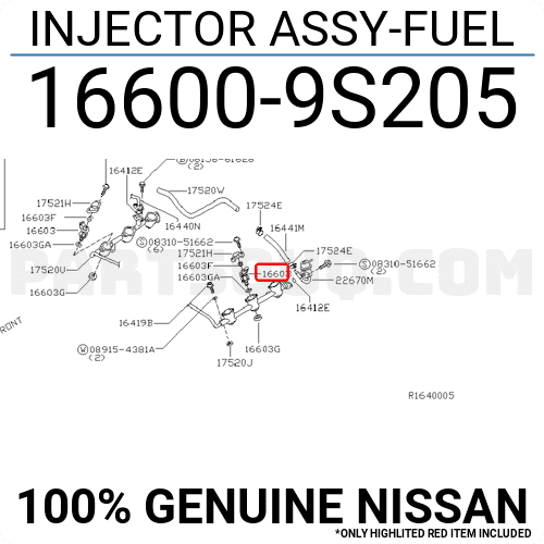 INJECTOR ASSY-FUEL 166009S205 | Nissan Parts | PartSouq