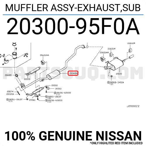 MUFFLER ASSY-EXHAUST,SUB 2030095F0A | Nissan Parts | PartSouq