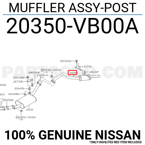 MUFFLER ASSY-POST 20350VB00A | Nissan Parts | PartSouq