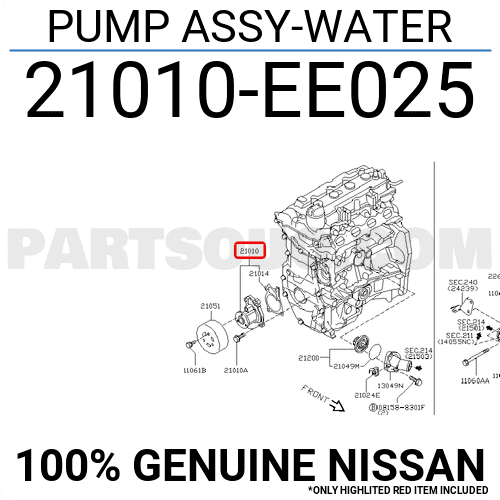 PUMP ASSY-WATER 21010EE025 | Nissan Parts | PartSouq