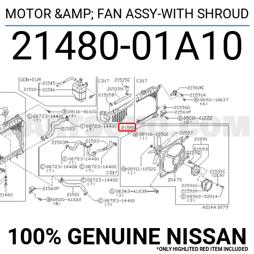 MOTOR & FAN ASSY-WITH SHROUD 2148001A10 | Nissan Parts | PartSouq