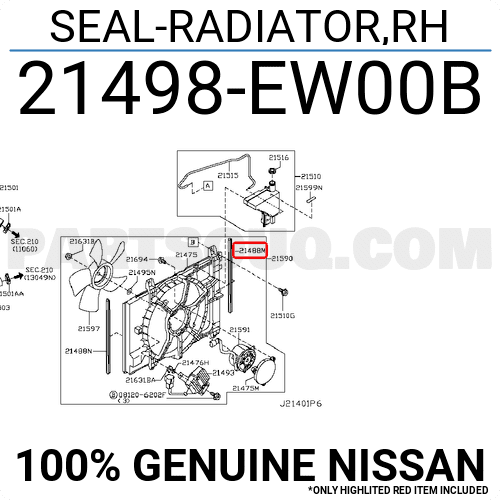 SEAL-RADIATOR,RH 21498EW00B | Nissan Parts | PartSouq
