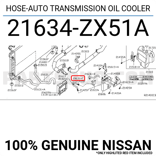 HOSE-AUTO TRANSMISSION OIL COOLER 21634ZX51A | Nissan Parts | PartSouq