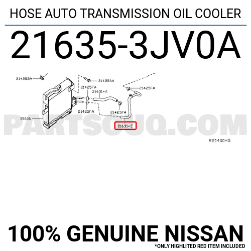 HOSE AUTO TRANSMISSION OIL COOLER 216353JV0A | Nissan Parts | PartSouq