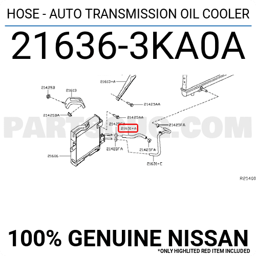 HOSE - AUTO TRANSMISSION OIL COOLER 216363KA0A | Nissan Parts | PartSouq