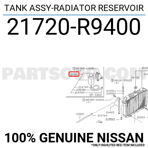 TANK ASSY-RADIATOR RESERVOIR 21720R9400 | Nissan Parts | PartSouq