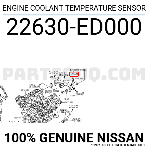 ENGINE COOLANT TEMPERATURE SENSOR 22630ED000 | Nissan Parts | PartSouq