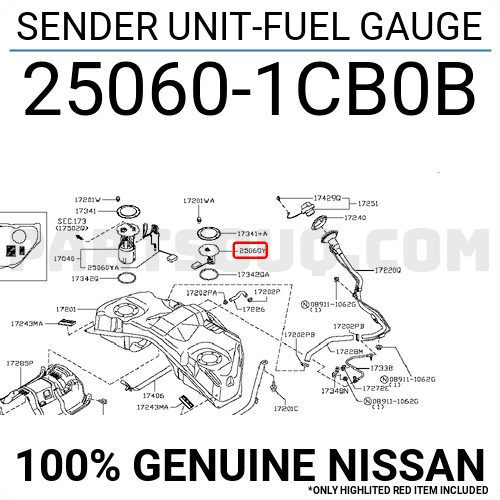 SENDER UNIT-FUEL GAUGE 250601CB0B | Nissan Parts | PartSouq