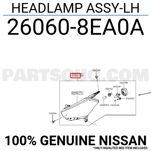 HEADLAMP ASSY-LH 260608EA0A | Nissan Parts | PartSouq