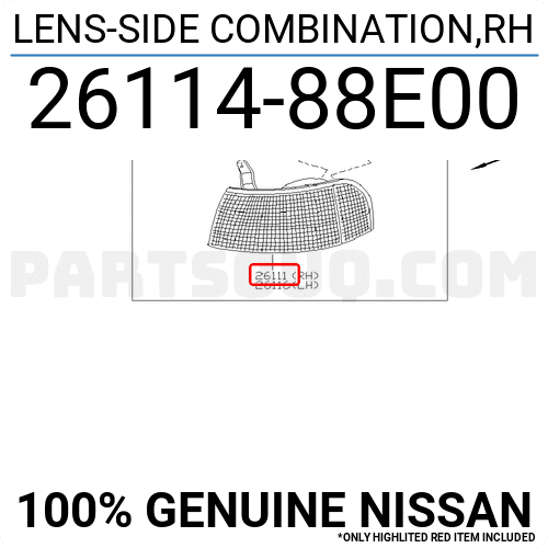 LENS-SIDE COMBINATION,RH 2611488E00 | Nissan Parts | PartSouq