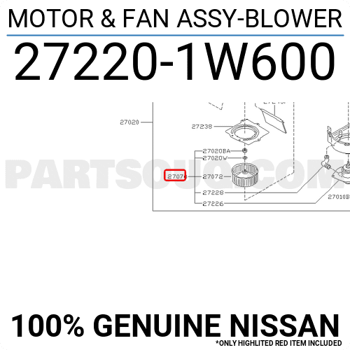 MOTOR & FAN ASSY-BLOWER 272201W600 | Nissan Parts | PartSouq