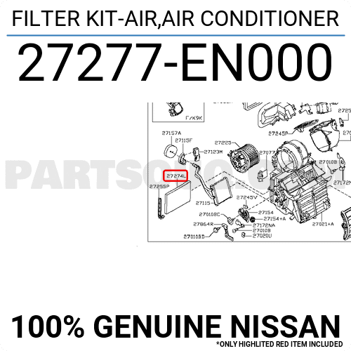 FILTER KIT-AIR,AIR CONDITIONER 27277EN000 | Nissan Parts | PartSouq
