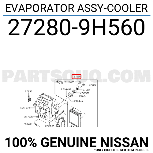 EVAPORATOR ASSY-COOLER 272809H560 | Nissan Parts | PartSouq