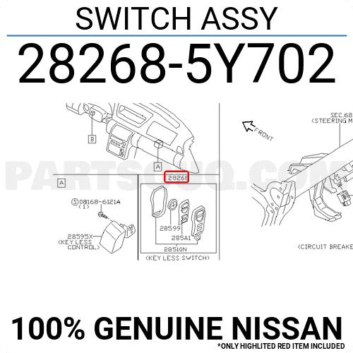 SWITCH ASSY 282685Y702 | Nissan Parts | PartSouq