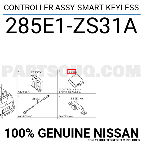 CONTROLLER ASSY-SMART KEYLESS 285E1ZS31A | Nissan Parts | PartSouq