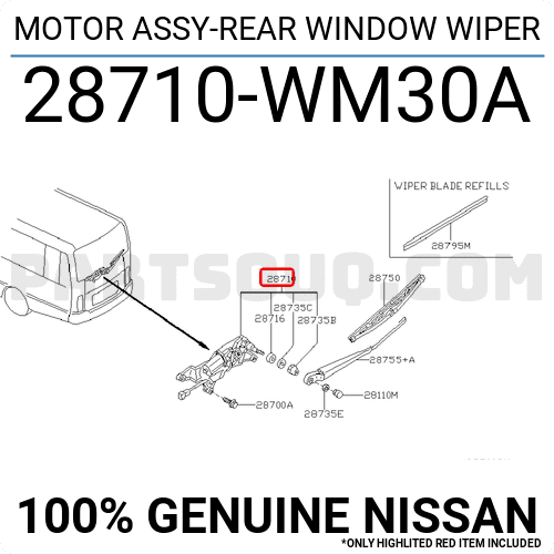 MOTOR ASSY-REAR WINDOW WIPER 28710WM30A | Nissan Parts | PartSouq
