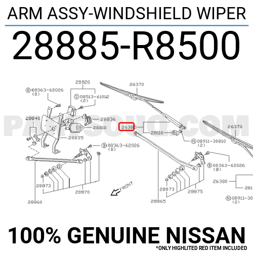 ARM ASSY-WINDSHIELD WIPER 28885R8500 | Nissan Parts | PartSouq
